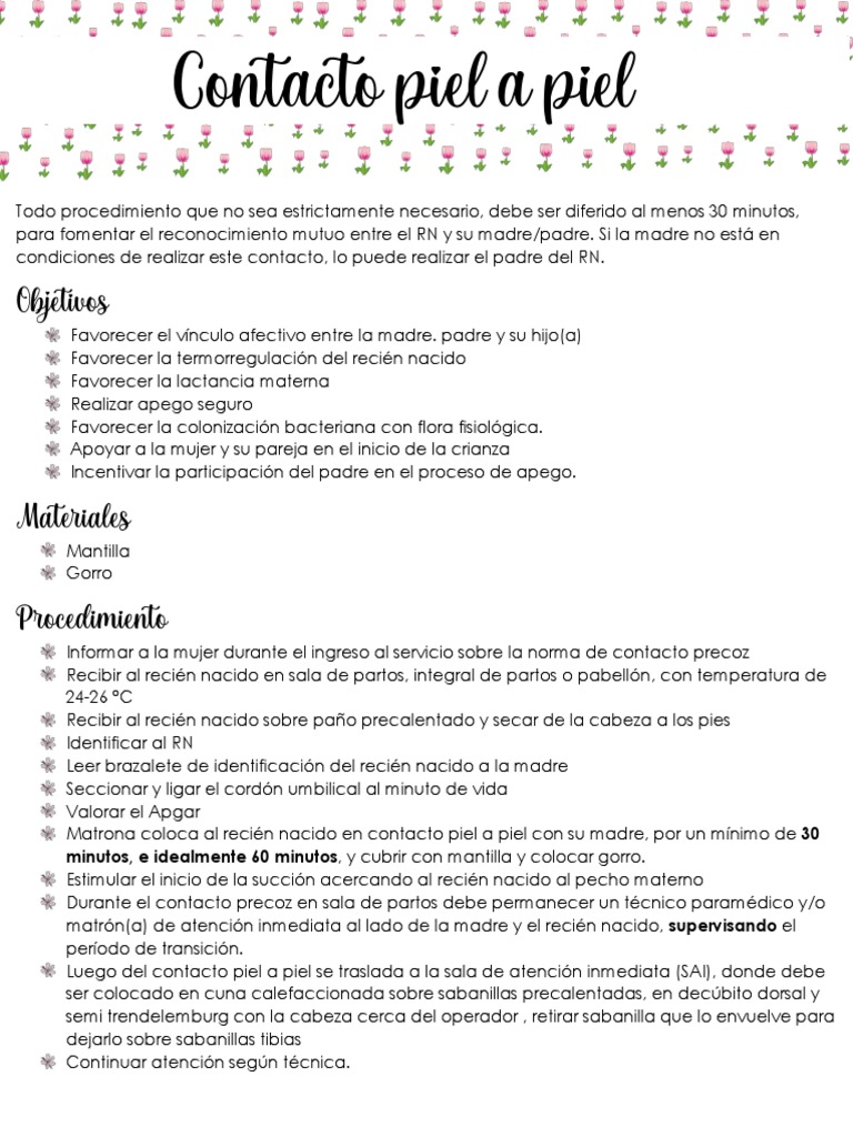 Contacto Piel a Piel en Recién Nacidos | PDF | Infantes | Reanimación ...