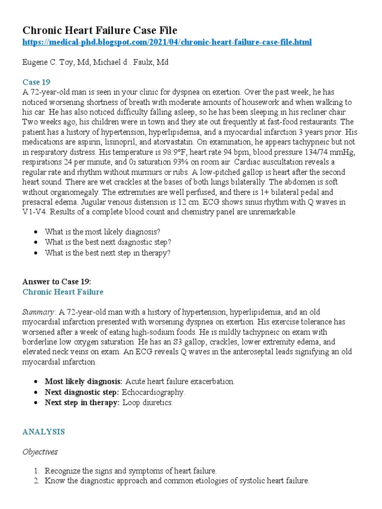 Chronic Heart Failure Case File | PDF | Myocardial Infarction | Heart ...