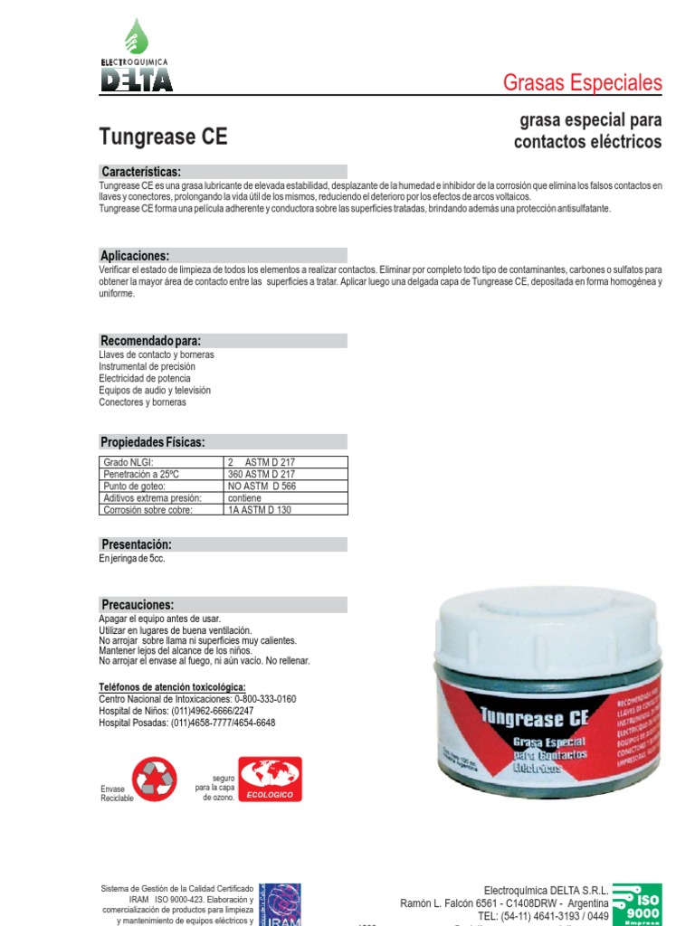 Tungrease CE | PDF | Corrosión | Sustancias químicas