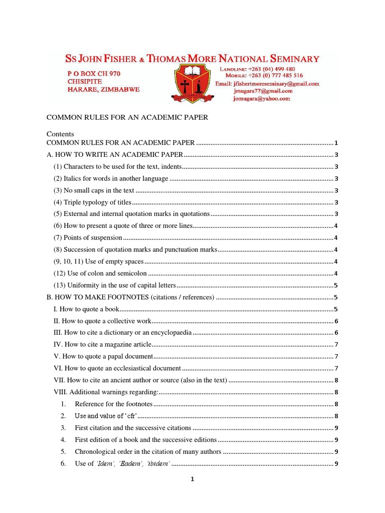 Seminary Reference Format - Methodology 2021 | PDF | Punctuation | Citation