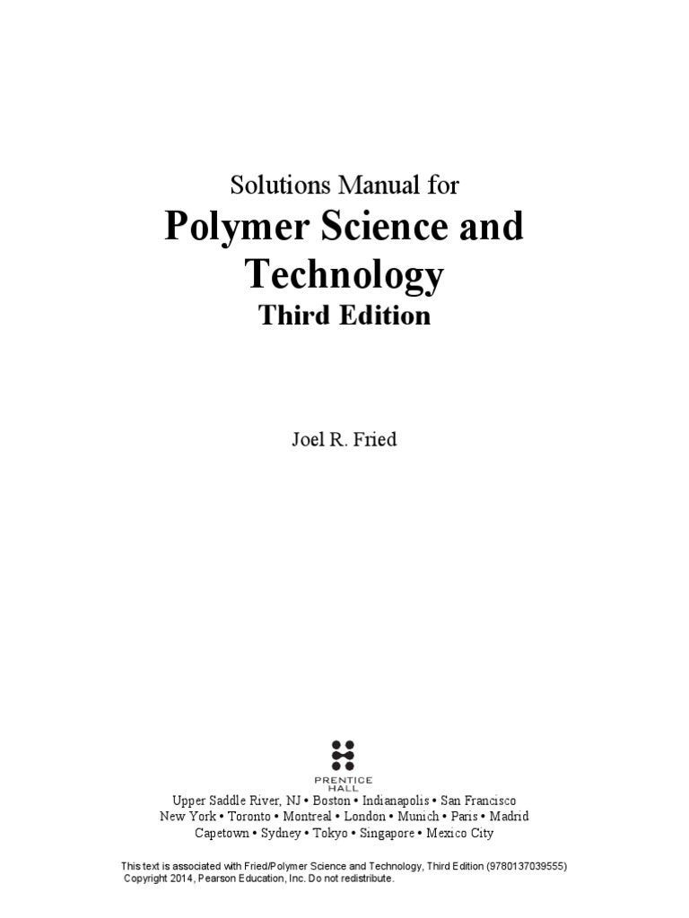 Joel R. Fried - Solutions Manual For Polymer Science and Technology ...