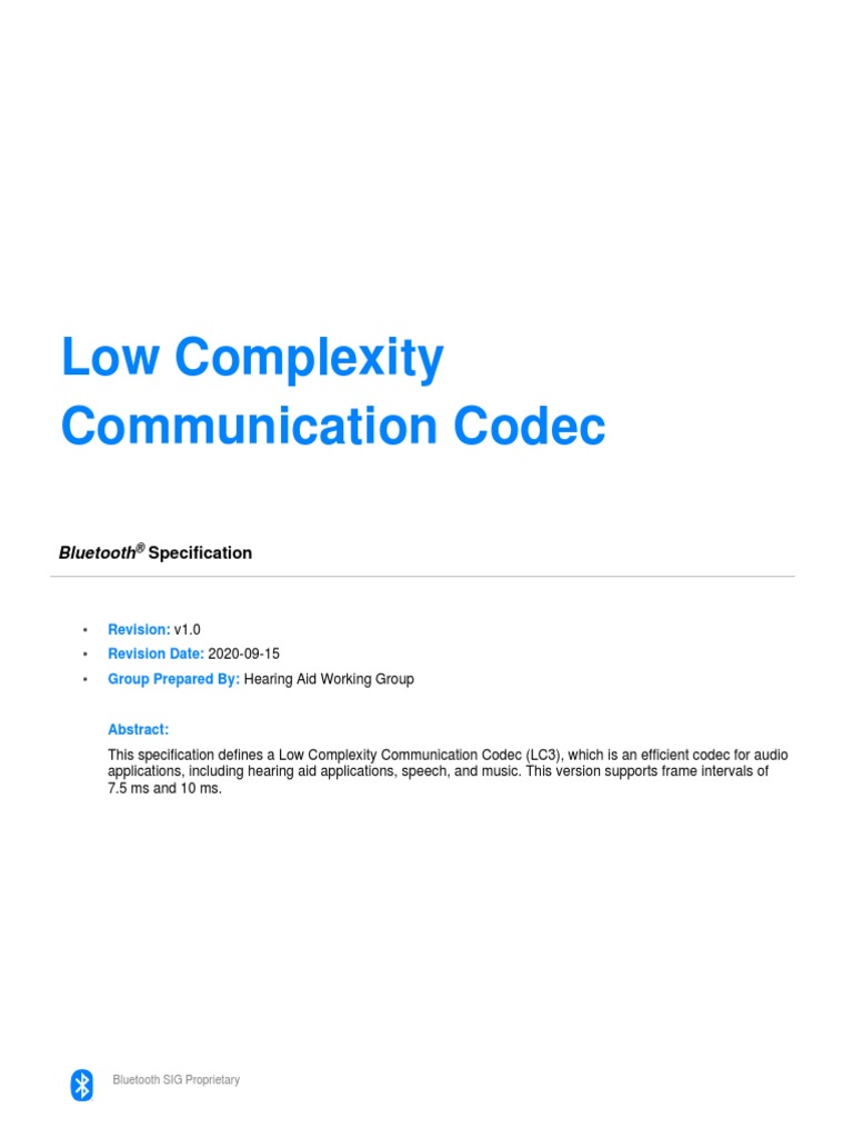 LC3 Specification v1.0 | PDF | Data Compression | Codec LC3 Specification v1.0 | PDF | Data Compression | Codec