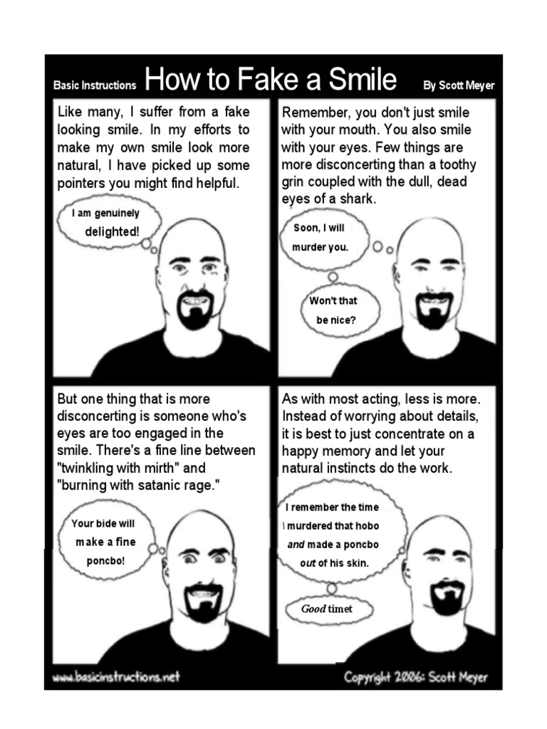 How To Fake A Smile: Basic Instructions by Scott Meyer | PDF | Staple ...