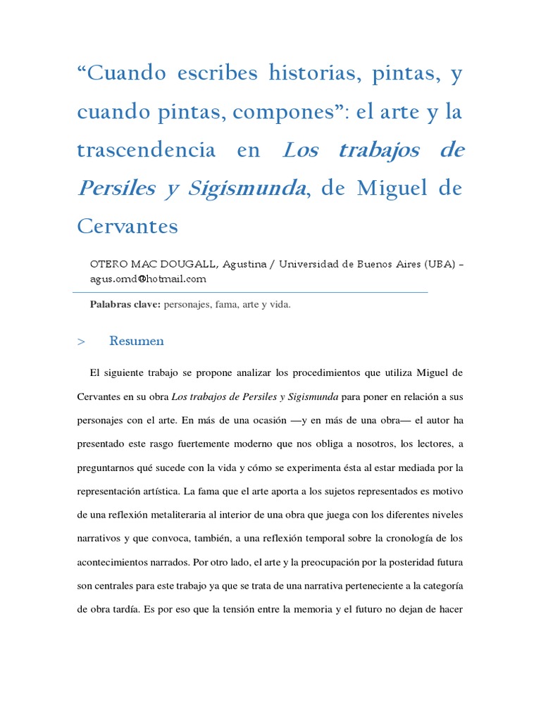 Los Trabajos de Persiles y Sigismunda | PDF | Miguel De Cervantes | Novelas