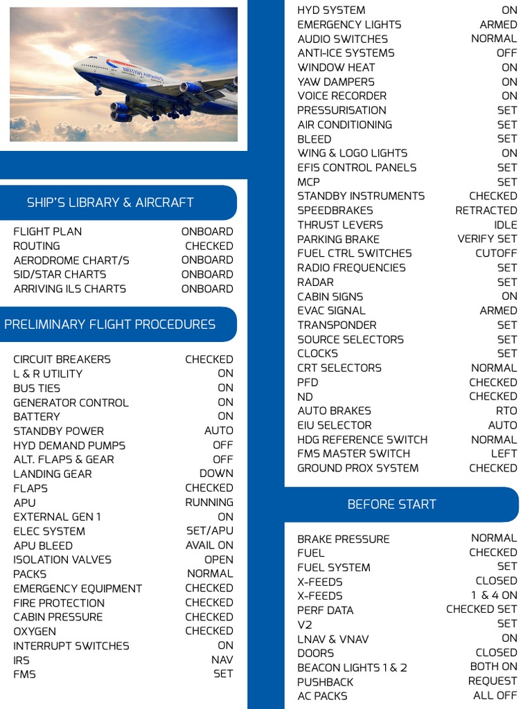 747-400 Checklist PDF | PDF | Vehicle Parts | Aerospace Engineering