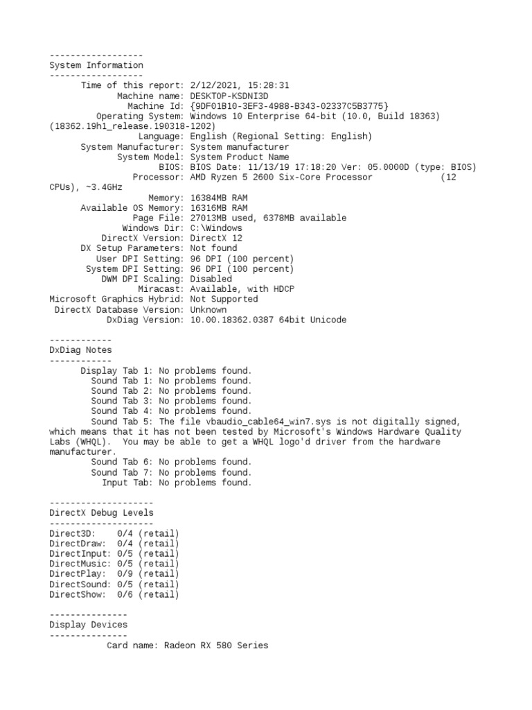 System Diagnostic Report: An In-Depth Analysis of Hardware ...
