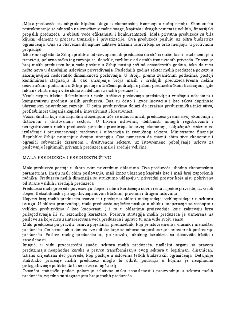 Mala I Srednja Preduzeca | PDF