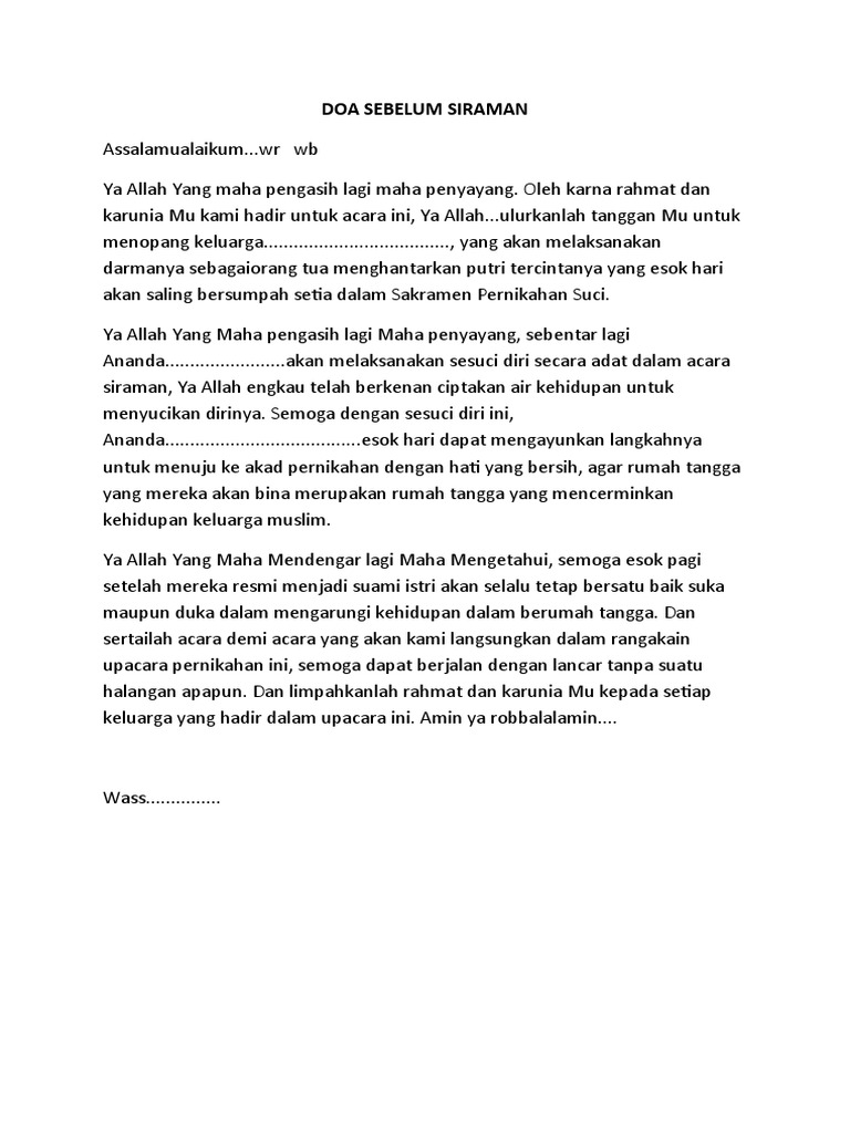 Naskah Untuk Upacara Pernikahan Adat Jawa Siraman, Midodareni Dan ...