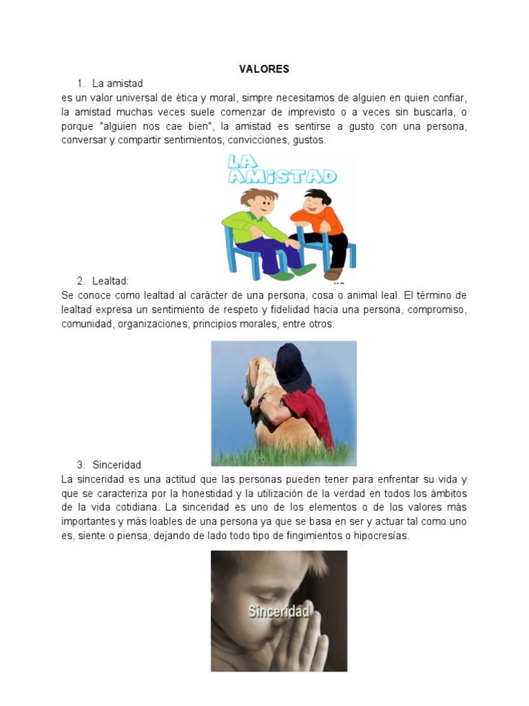 Valores Con Su Dibujo | PDF | Optimismo | Orgullo