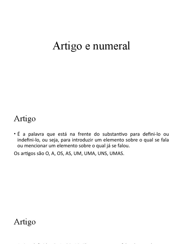 Artigo e Numeral - Introdução para o Sexto Ano | PDF | Estudos de ...