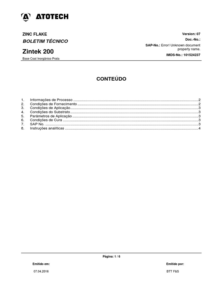 Zintek 200 | PDF | Temperatura | Substancias químicas