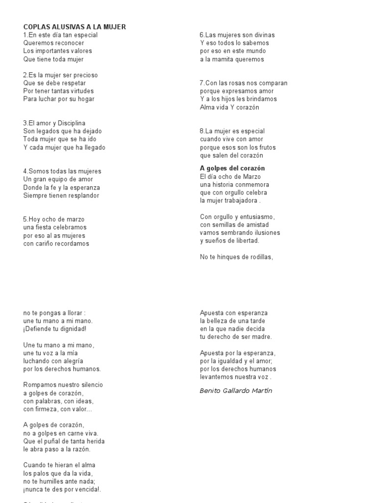 Coplas Alusivas A La Mujer | PDF