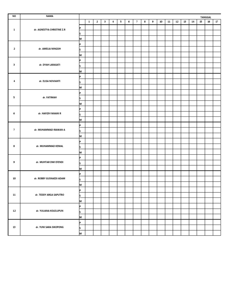 Doctors attendance sheet | PDF