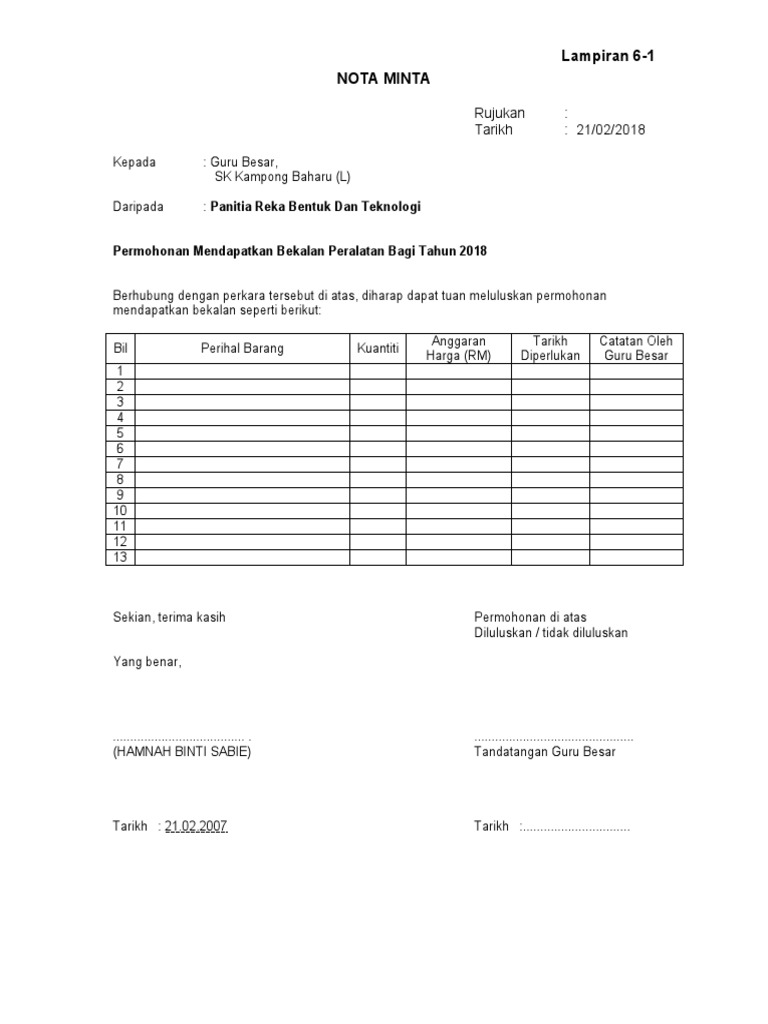 Format Nota Minta Kosong | PDF