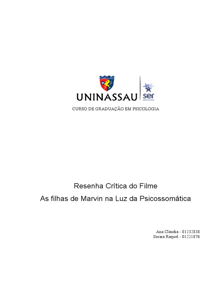 Resenha Crítica Do Filme As Filhas de Marvin Na Luz Da Psicossomática | PDF