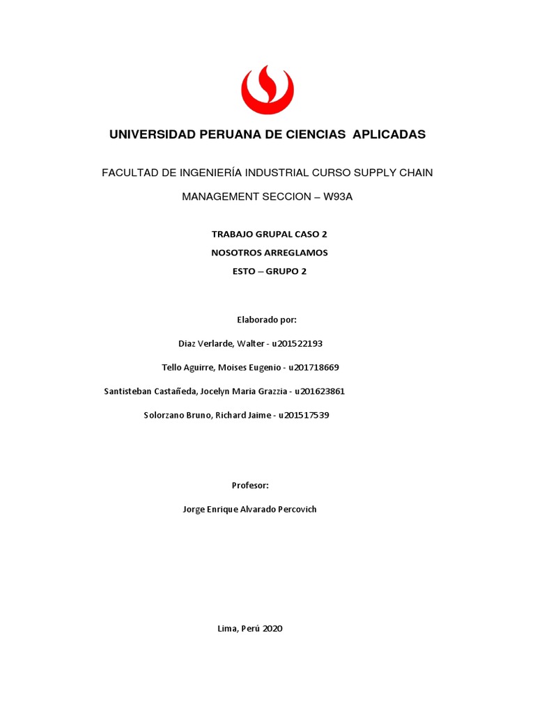 Caso 02 - Nosotros Arreglamos Esto | PDF | Logística | Procesos de negocio
