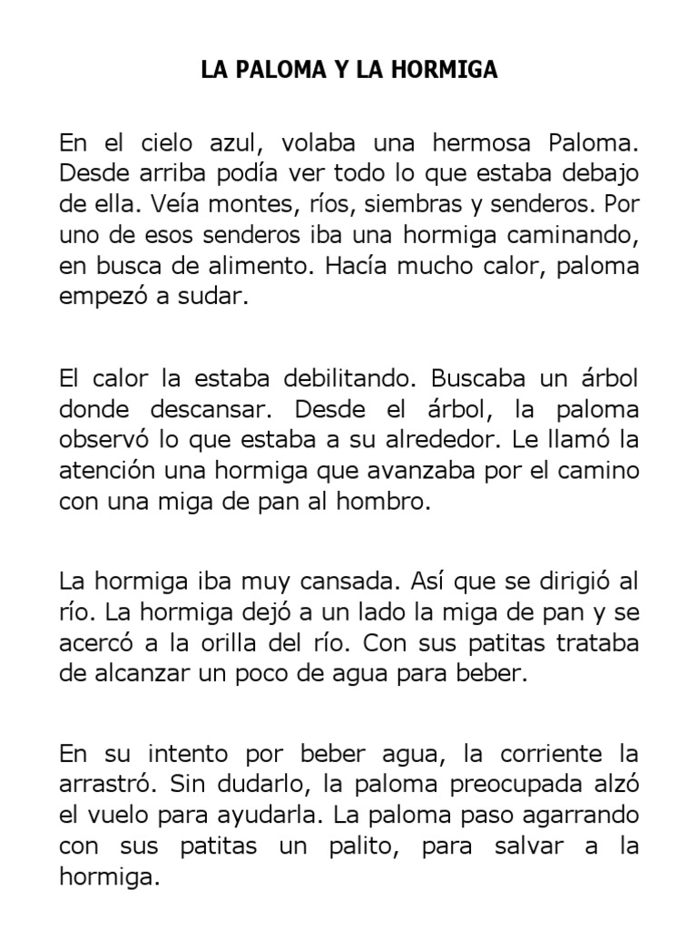 La Paloma y La Hormiga | PDF