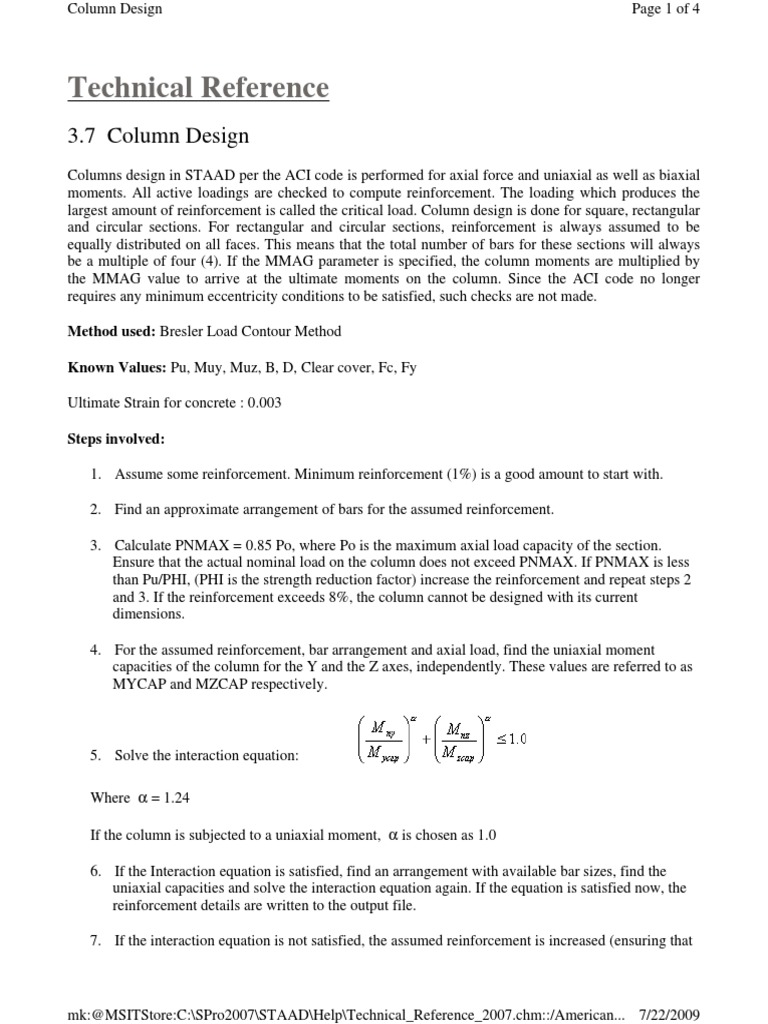 Column Design ACI | PDF | Column | Equations