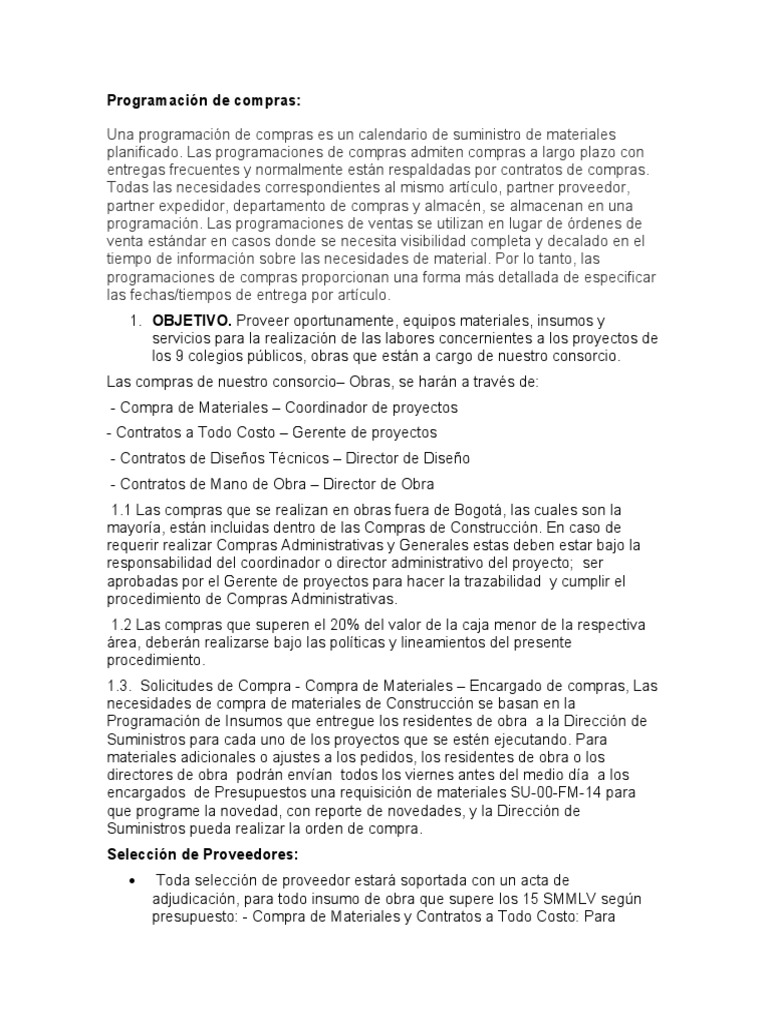 Programación de Compras | PDF | Seguridad y salud ocupacional | Business