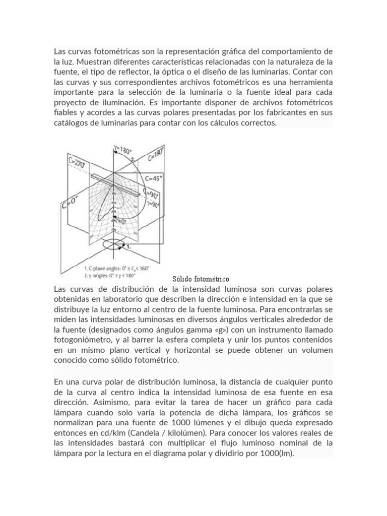 Curvas Fotométricas y Sólidos Luminarios | PDF | Color | Luz de la calle
