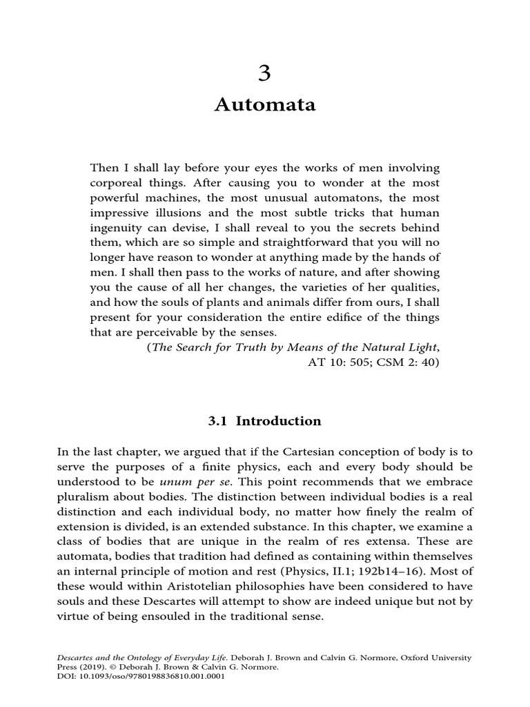 Automata | PDF | René Descartes | Soul