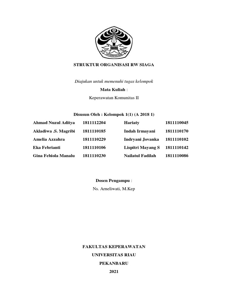 Kelompok 1 (1) - A 2018 1 - Struktur Organisasi RW Siaga | PDF