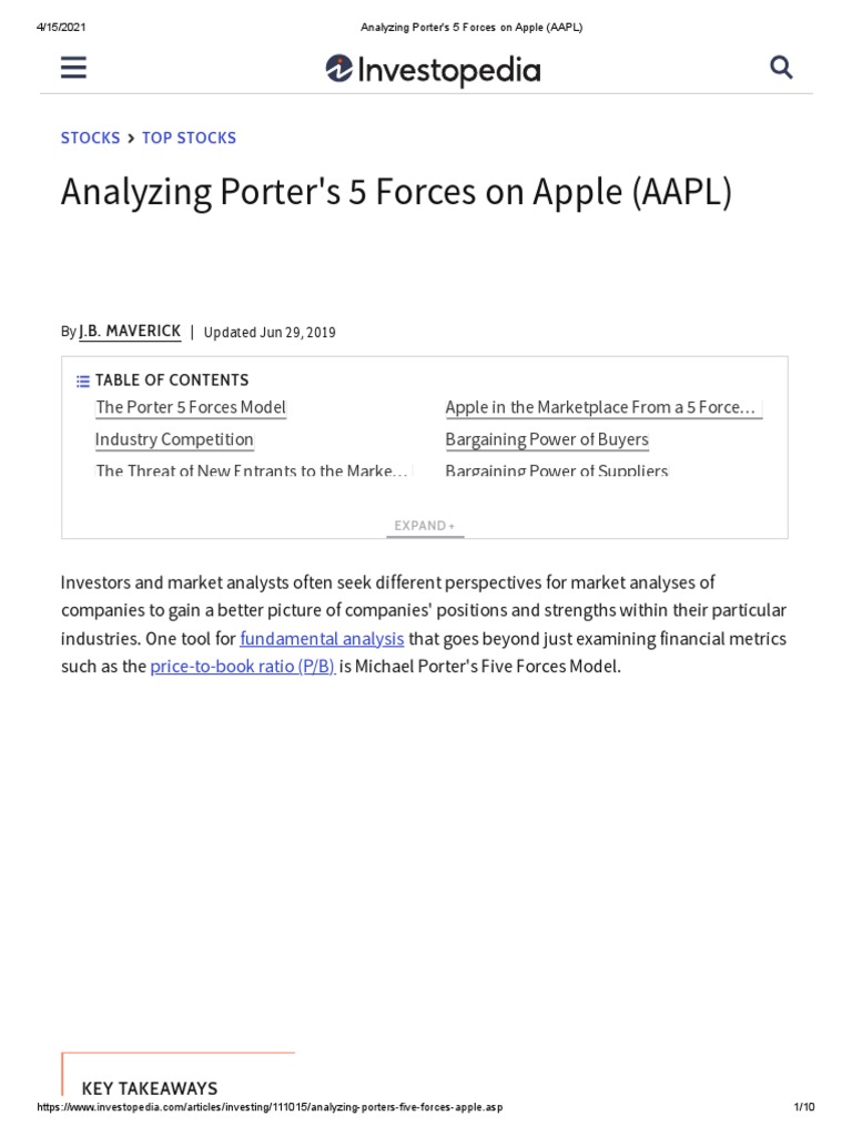 Analyzing Porter's 5 Forces On Apple (AAPL) | PDF | Apple Inc. | Swot ...