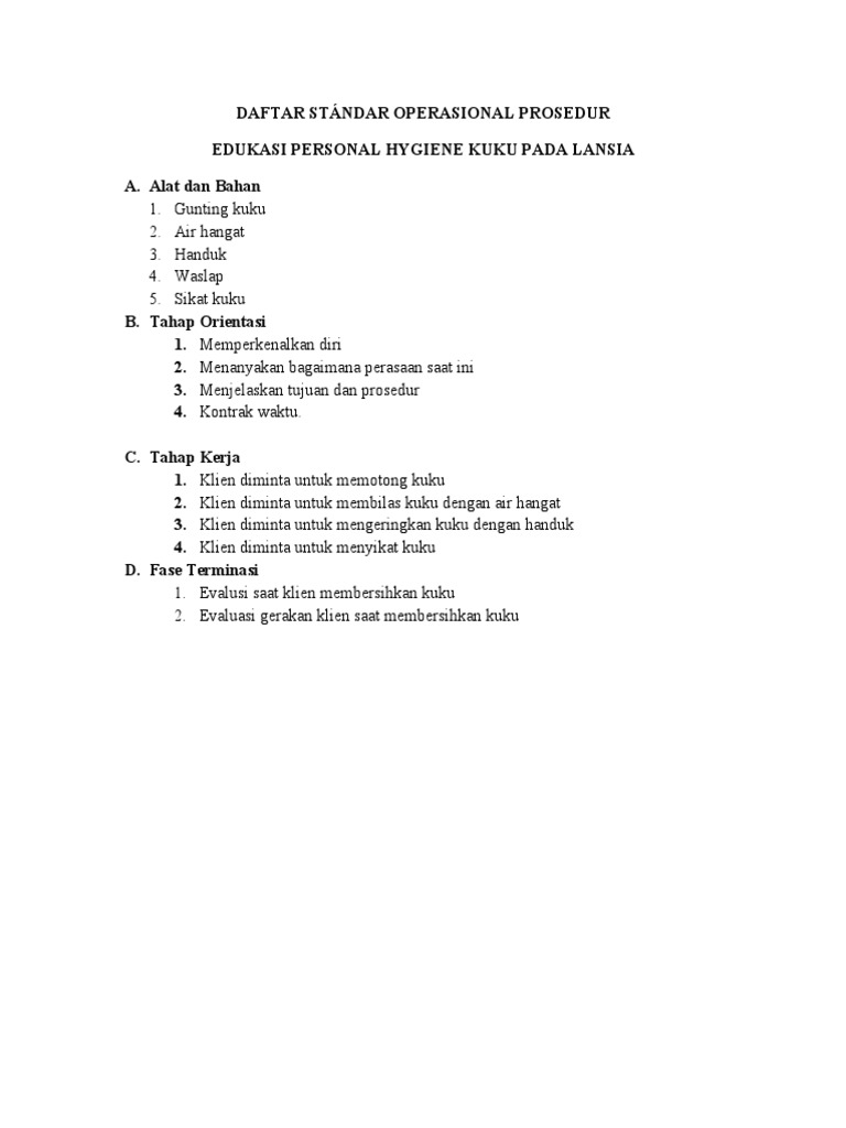 Sop Personal Hygiene | PDF