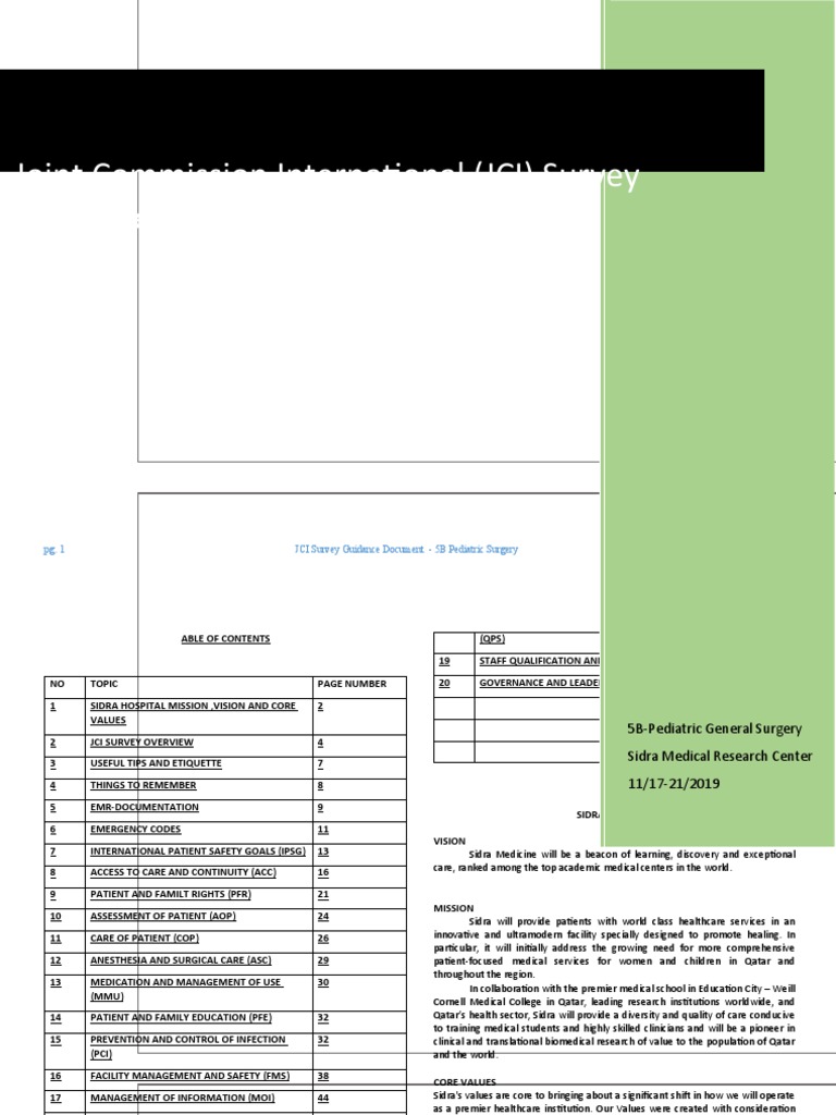 JCI Booklet Final Edited | PDF | Joint Commission | Patient