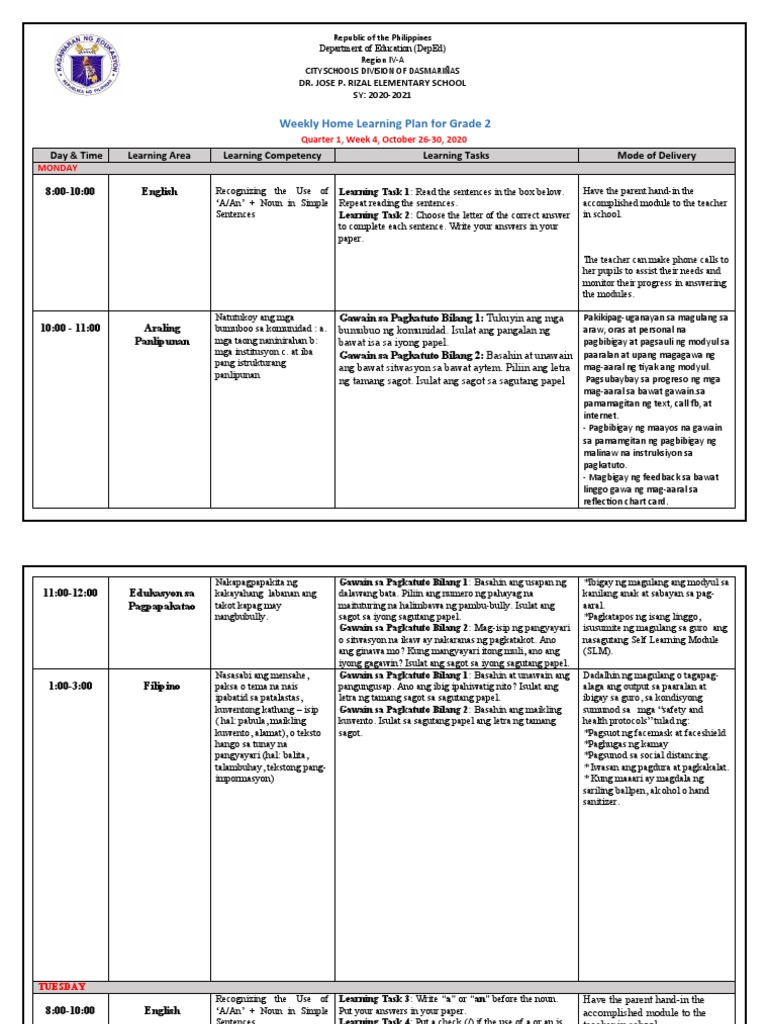 WHLP Grade 2 Q1 W4 | PDF