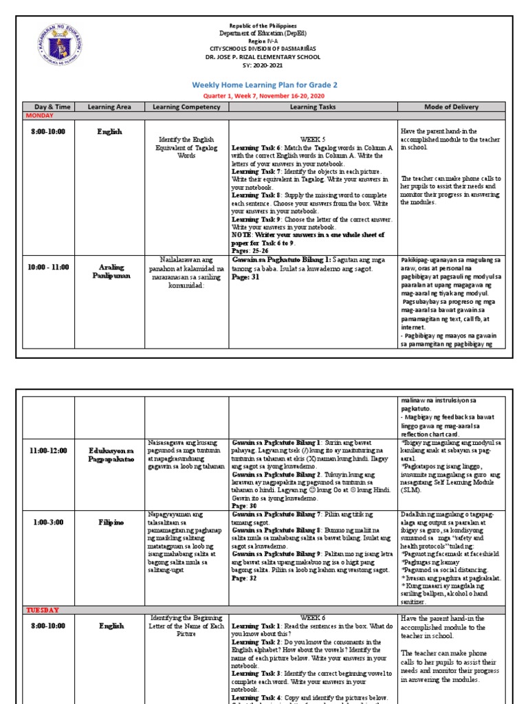 WHLP Grade 2 Q1 W7 | PDF