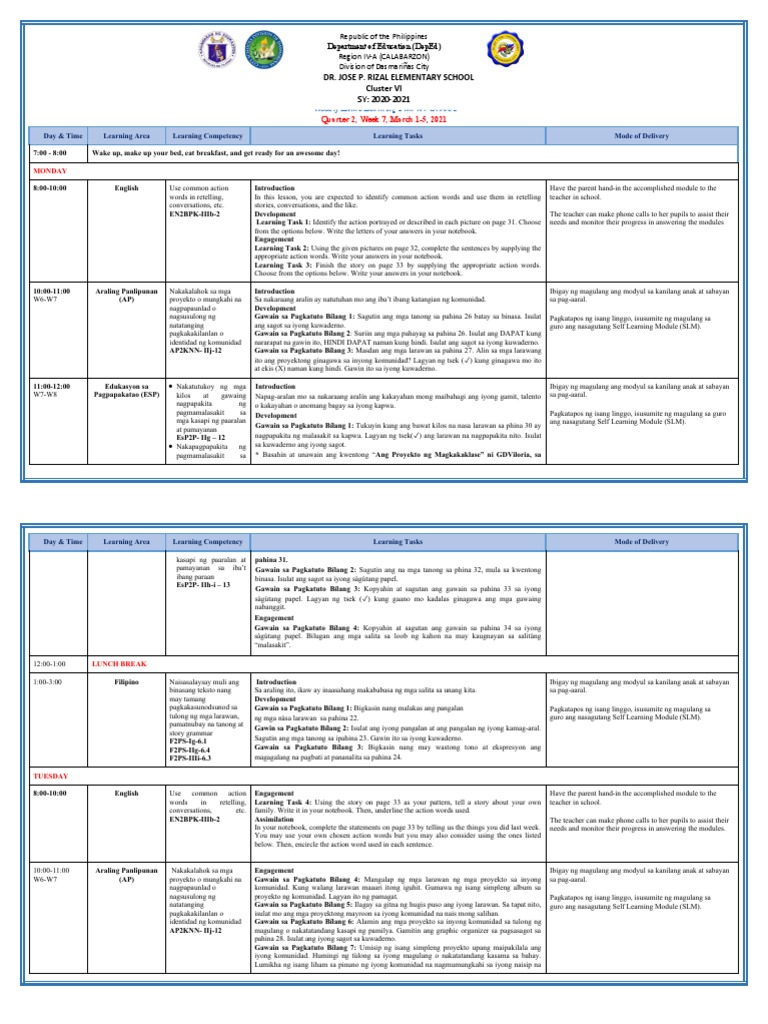 WHLP Grade 2 Q2 W7 All Subjects | PDF