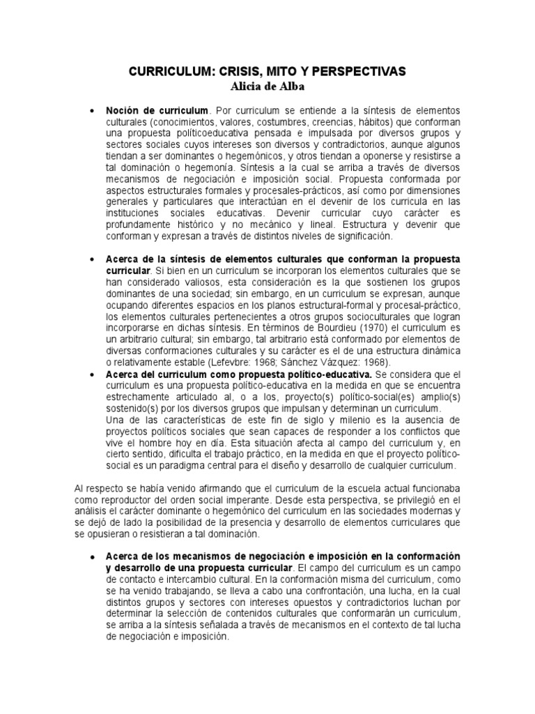 Curriculum Crisis Mitos y Perspectivas Ideas Principales | PDF | Plan de estudios | La ...