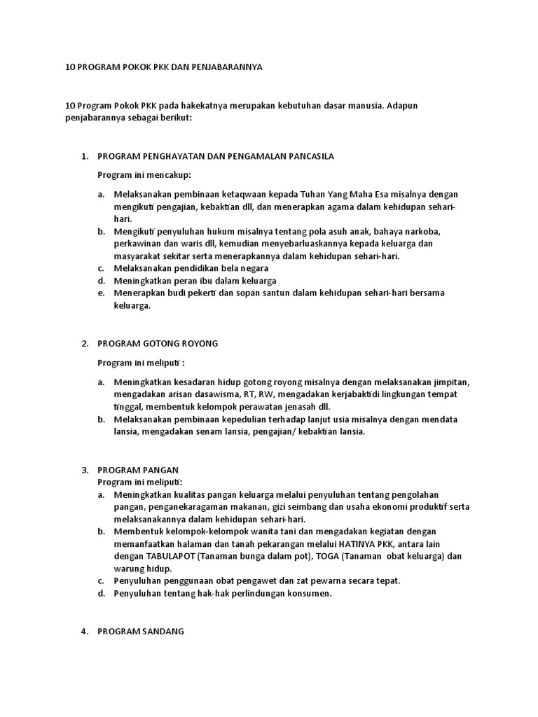 Naskah Pidato 10 Program Pokok PKK | PDF