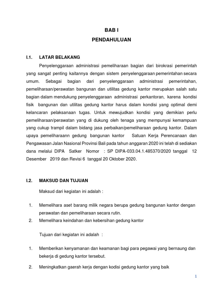 BAB I Laporan Pemeliharaan Gedung | PDF