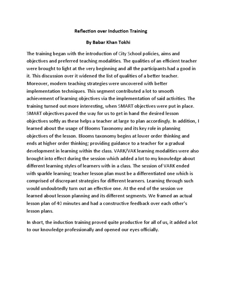 Reflection Over Induction Training | PDF