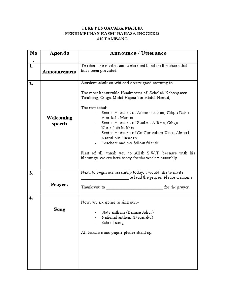 Teks Emcee English | PDF | Strait Of Malacca | Malaysia