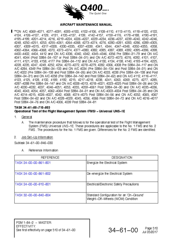 Operational Test of the Flight Management System (FMS) - Universal UNS ...