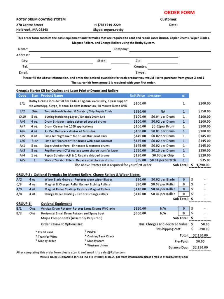 Order Form: Code Size Product Name Unit Price | PDF | Money Order ...