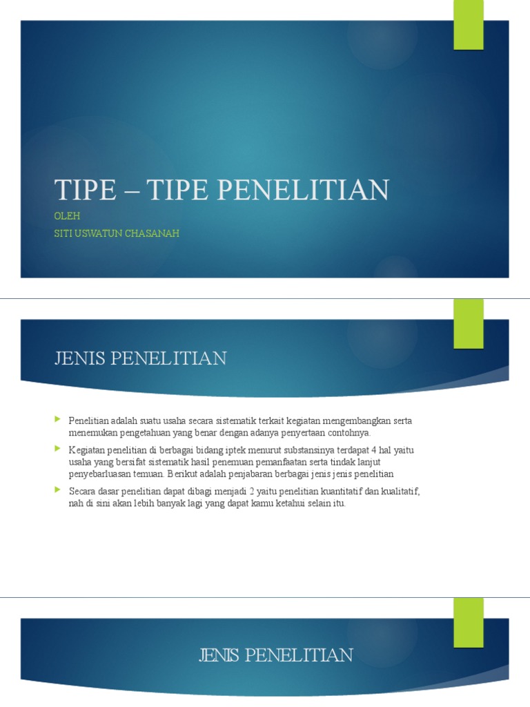 Pertemuan 8 - TIPE - TIPE PENELITIAN | PDF