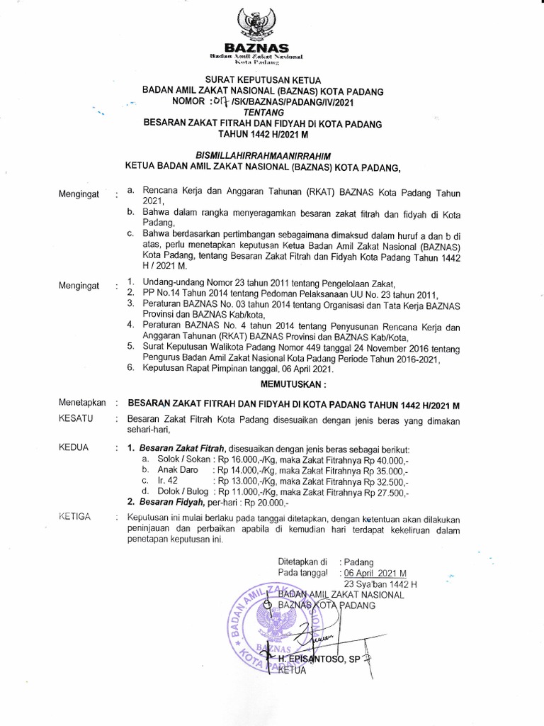 Besaran Zakat Fitrah Dan Fidyah Tahun 1442 H 2021 M | PDF Besaran Zakat Fitrah Dan Fidyah Tahun 1442 H 2021 M | PDF