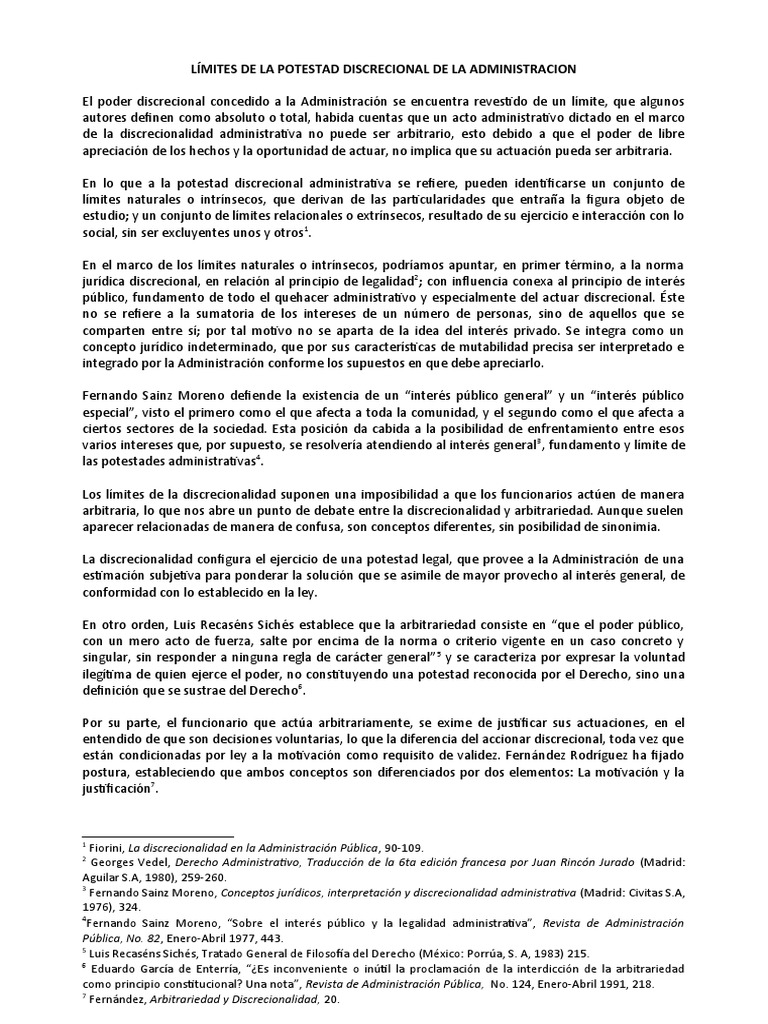 Límites de la Potestad Discrecional Administrativa | PDF | Principios ...