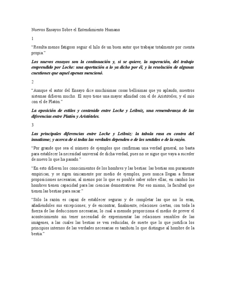 Nuevos Ensayos Sobre El Entendimiento Humano | PDF | John Locke ...