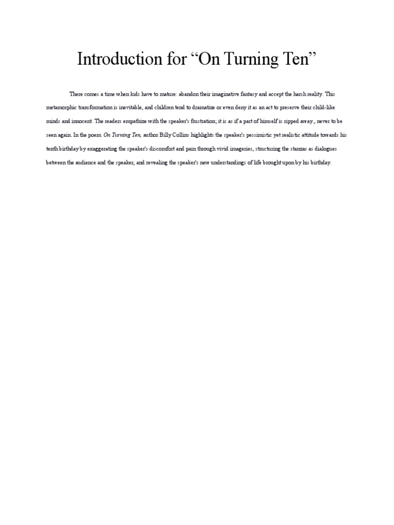 Introduction For On Turning Ten | PDF