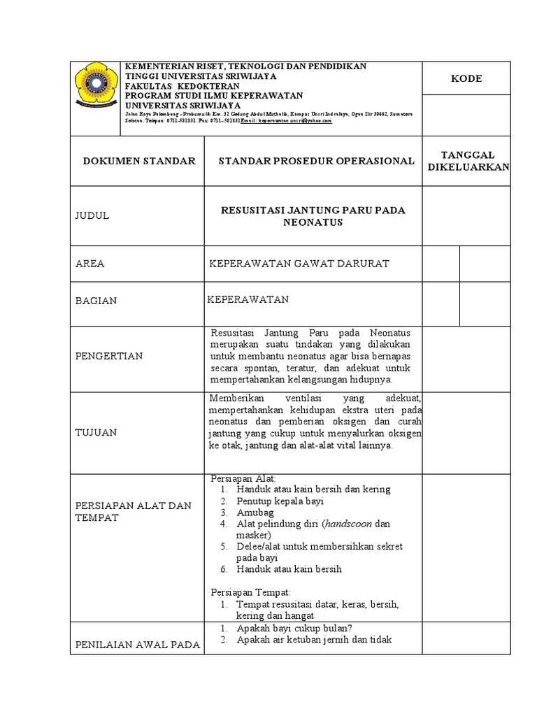 SOP RJP Pada Neonatus | PDF