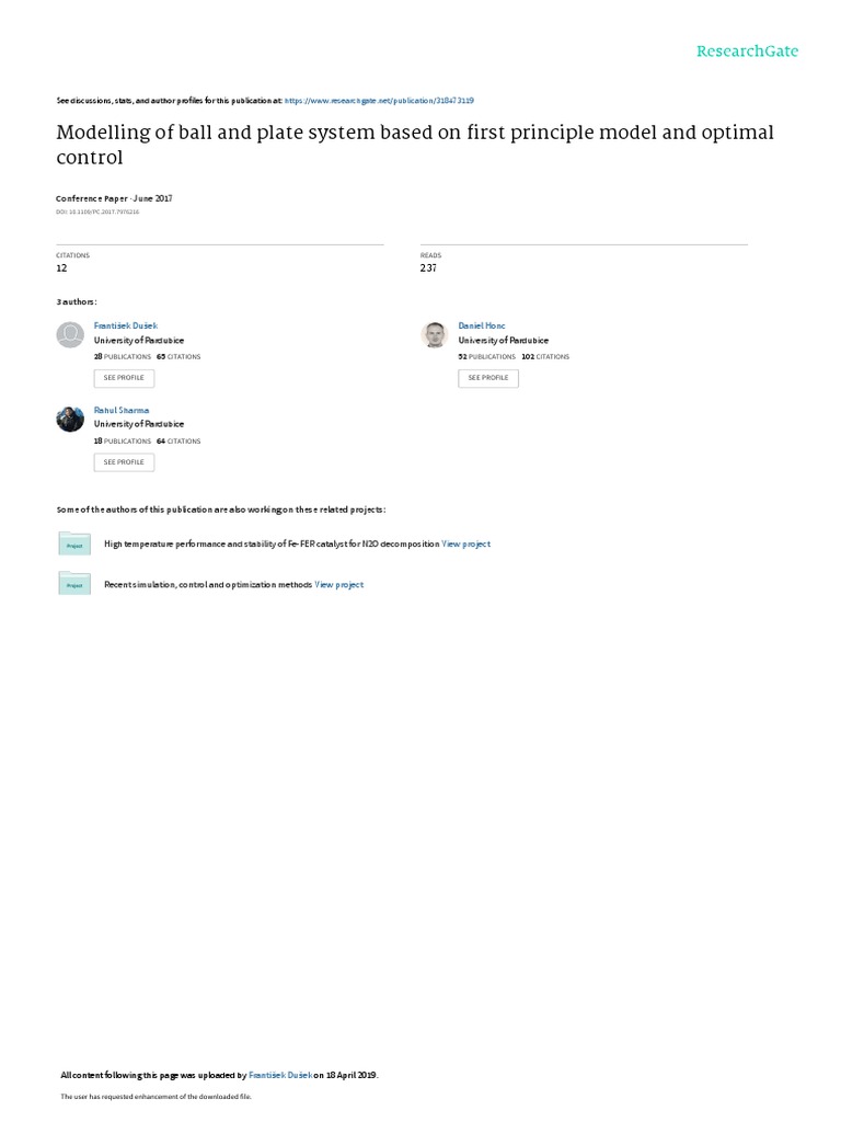 Modelling of Ball and Plate System Based On First Principle Model and ...