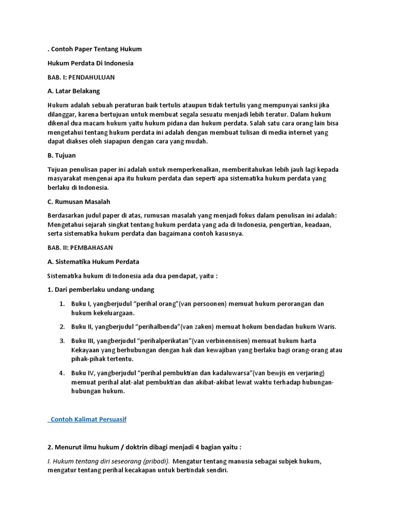 Contoh Paper Tentang Hukum | PDF