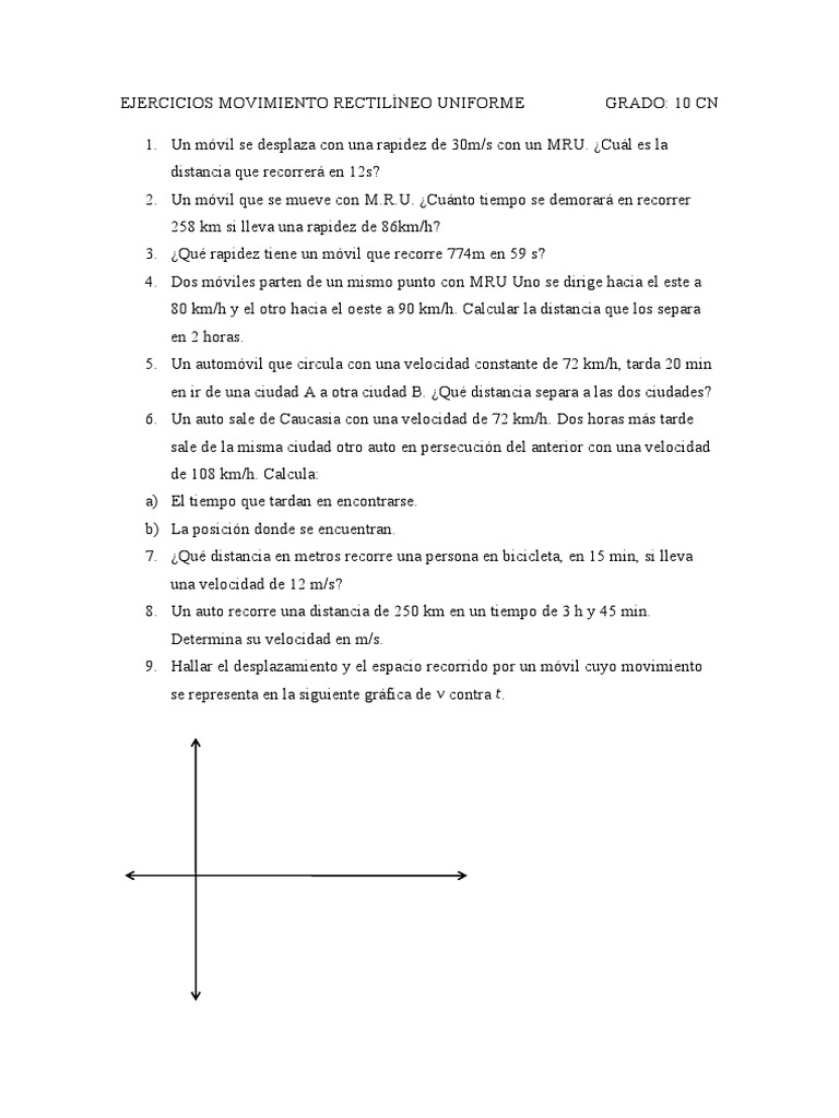Ejercicios Movimiento Rectilìneo Uniforme Grado | PDF