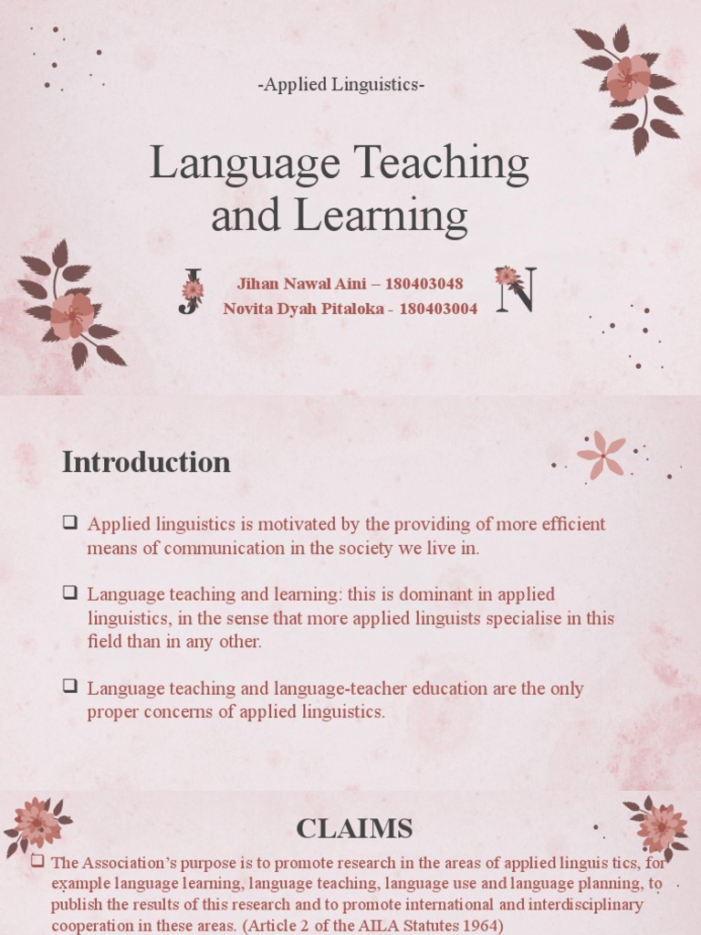 Language Teaching and Learning | PDF | Language Education | Linguistics