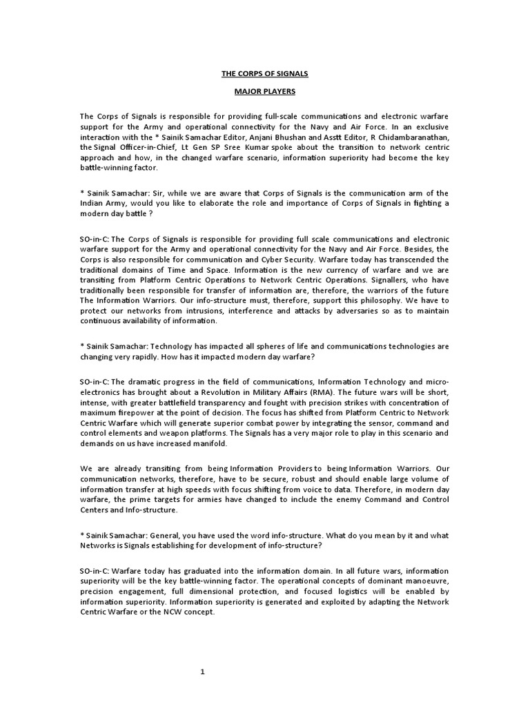 The Corps of Indian Signals | PDF | Military | Information